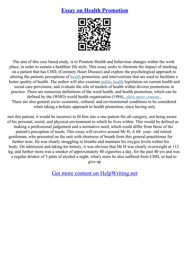 Essay On Health Promotion | PDF