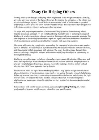 Essay On Helping Others | PDF