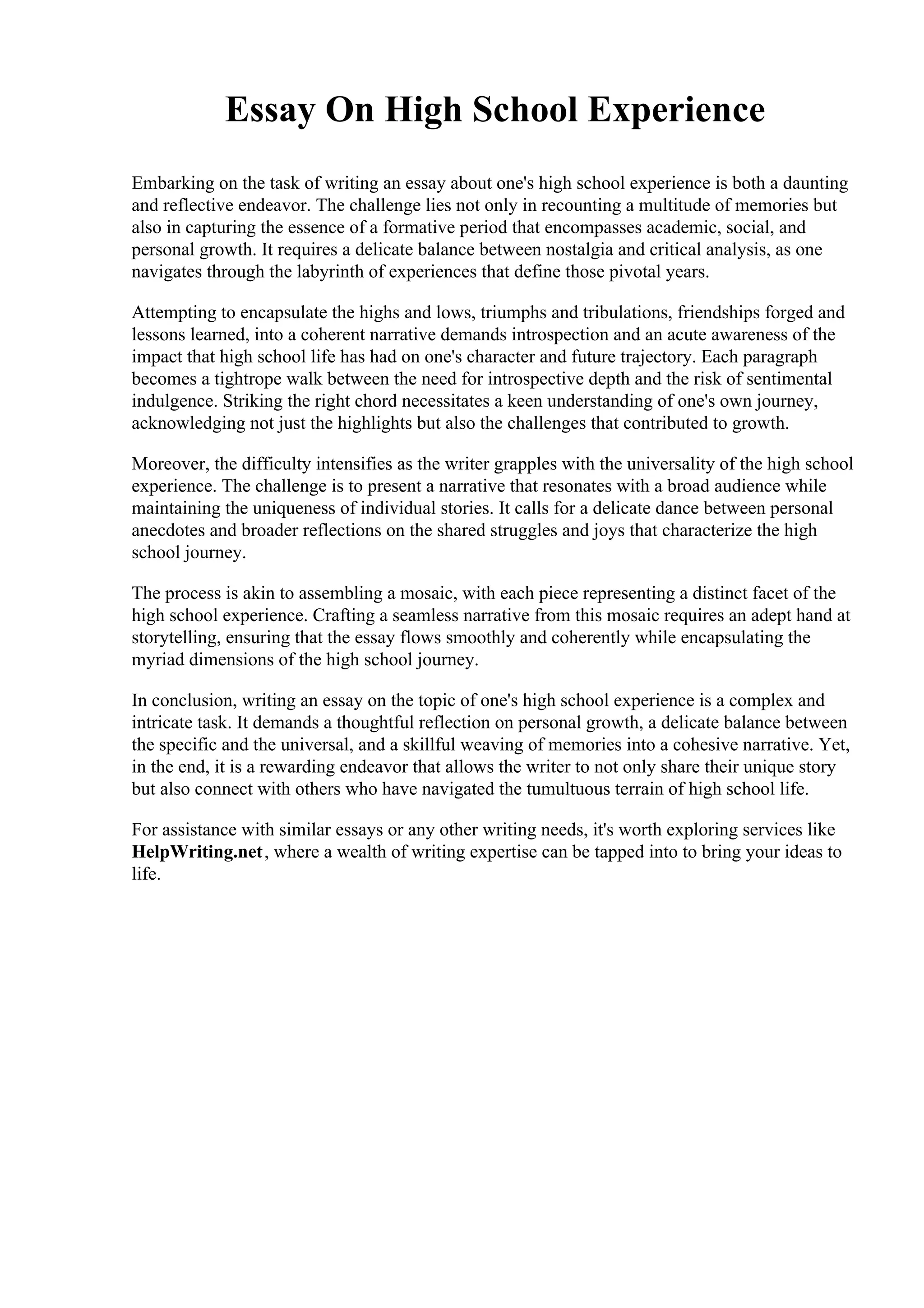 Essay On High School Experience.pdf