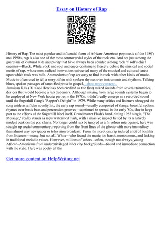 Essay On History Of Rap | PDF