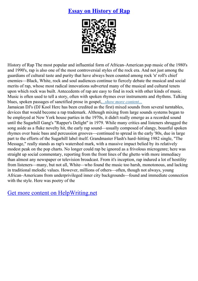 Essay On History Of Rap | PDF | Hip Hop Music | Music