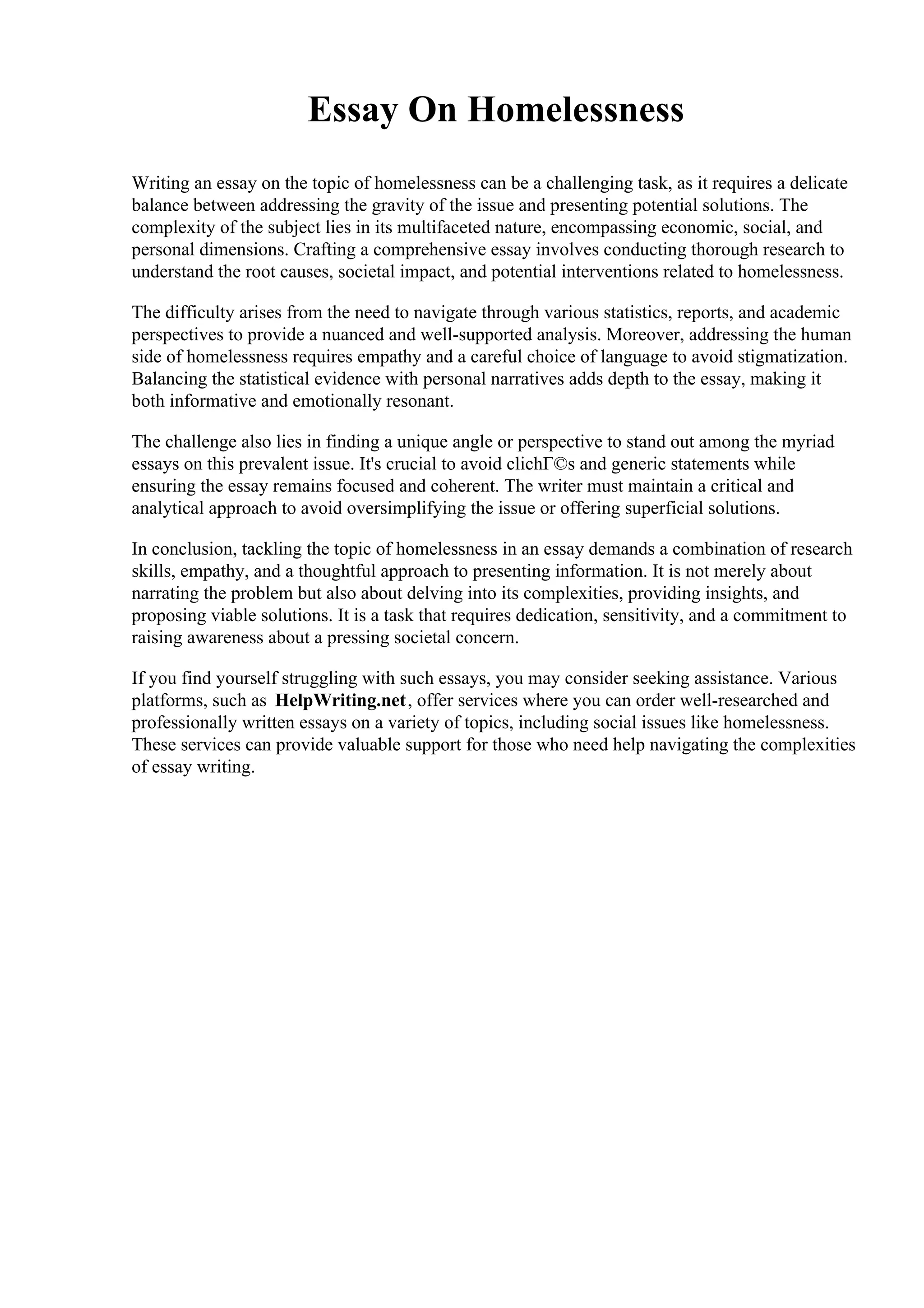 Essay On Homelessness.pdf | Education