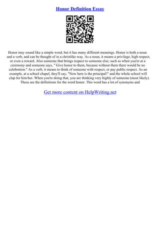 Essay On Honor | PDF