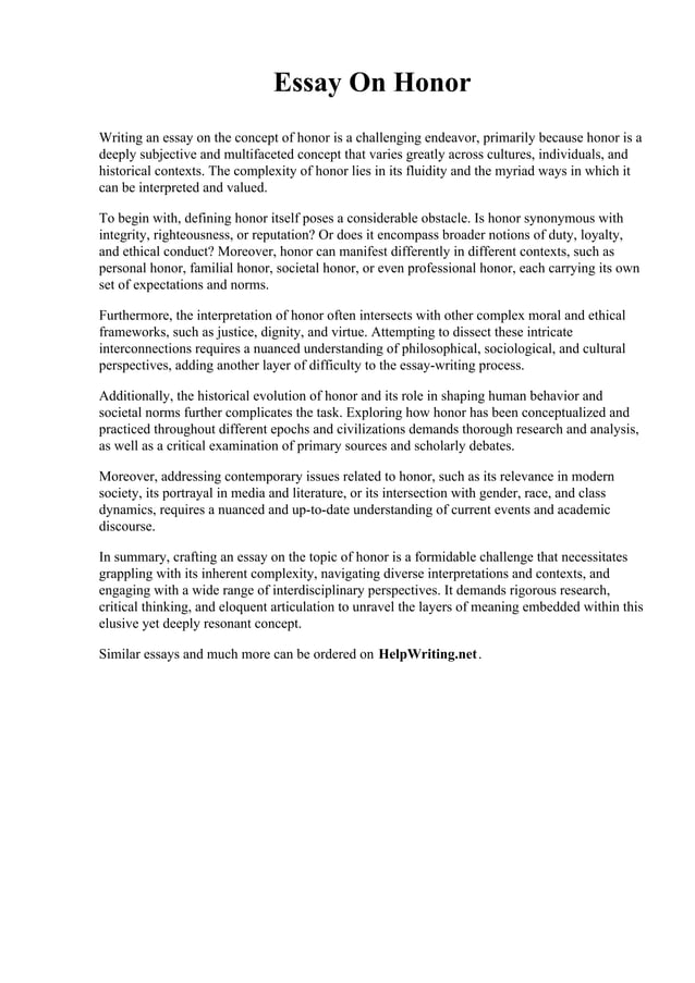 Essay On Honor.pdf