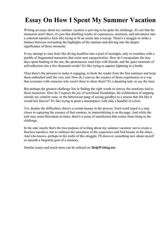 Essay On How I Spent My Summer Vacation | PDF | Medical Health