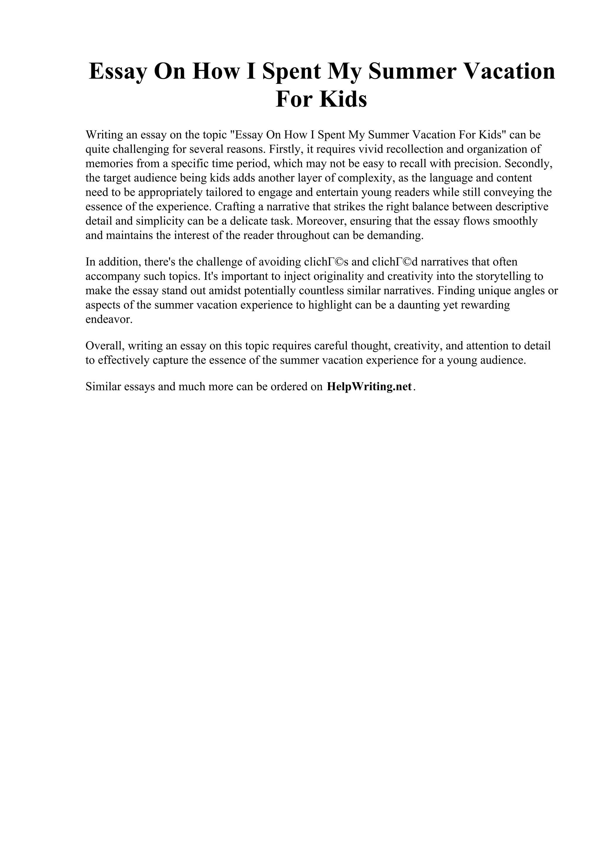 Essay On How I Spent My Summer Vacation For Kids.pdf