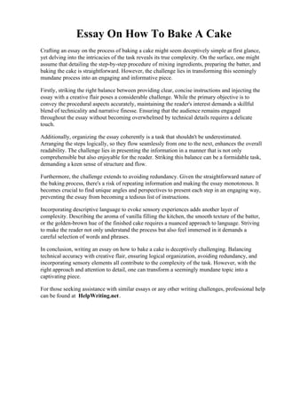 Essay On How To Bake A Cake.pdf