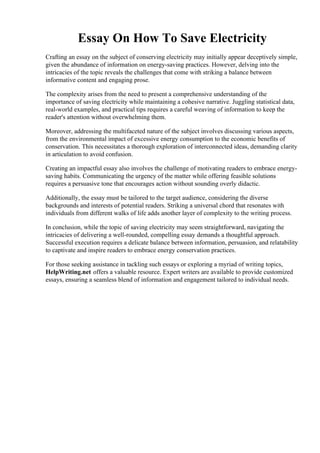 Essay On How To Save Electricity.pdf