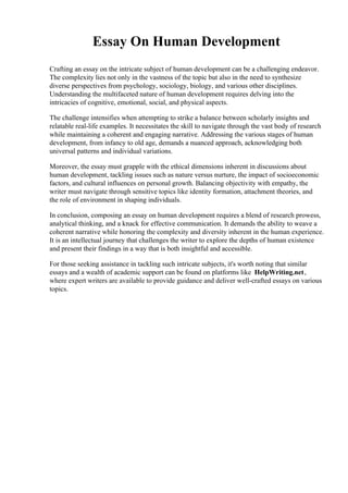 Essay On Human Development. Brigham Young University | PDF