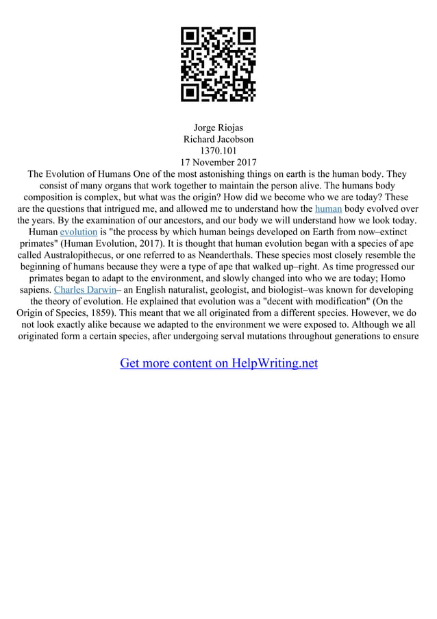 Essay On Human Evolution | PDF | Genetics | Science