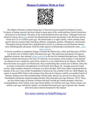 Essay On Human Evolution | PDF | Genetics | Science