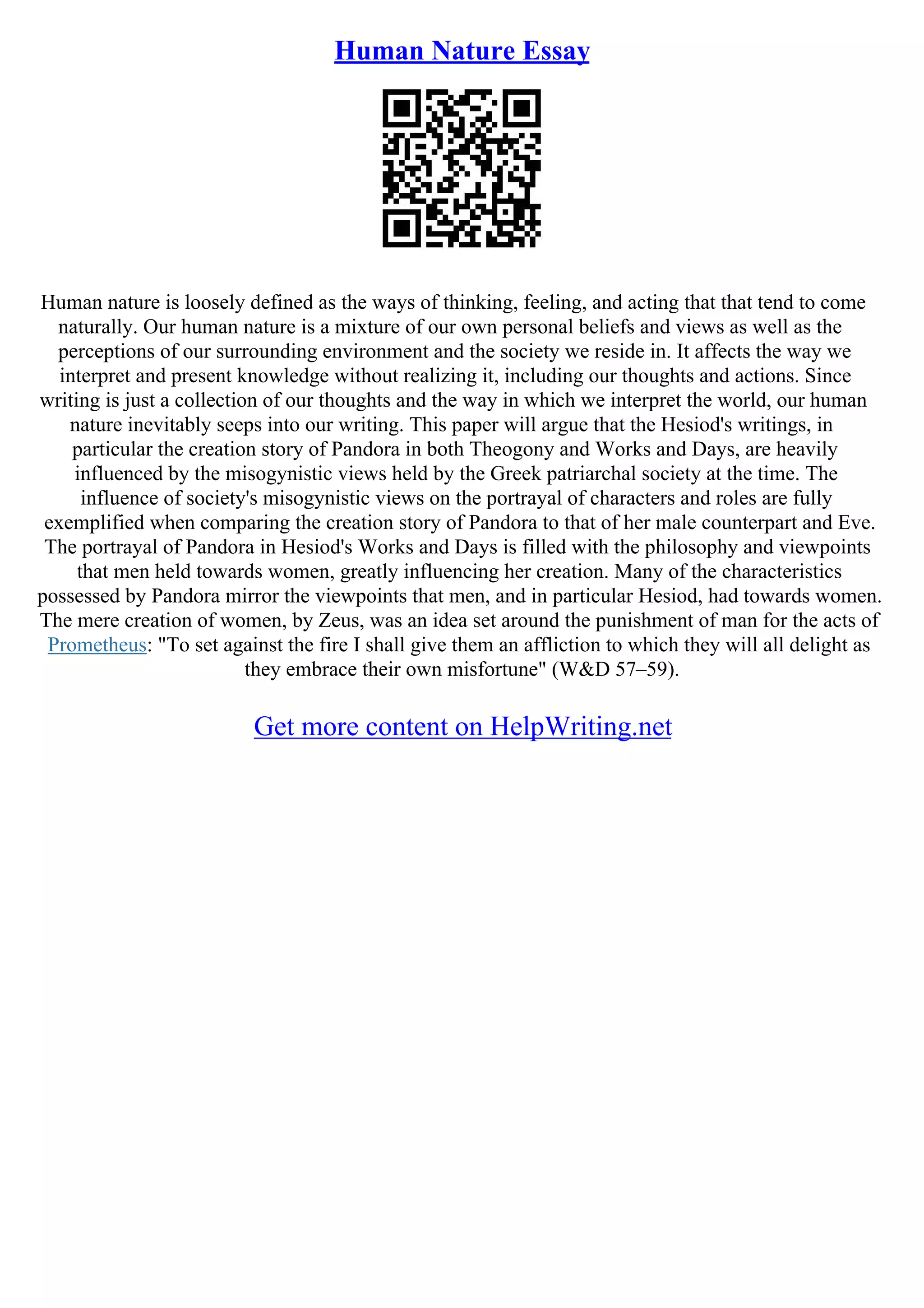 Essay On Human Nature | PDF