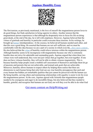 Essay On Humility | PDF