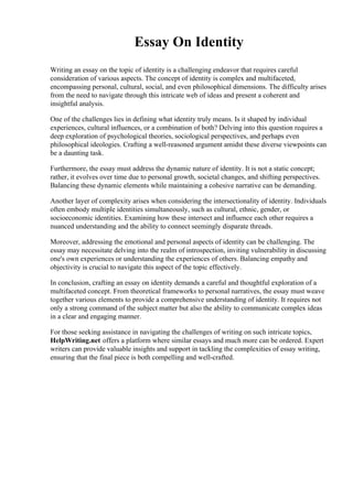 Essay On Identity.pdfEssay On Identity | PDF
