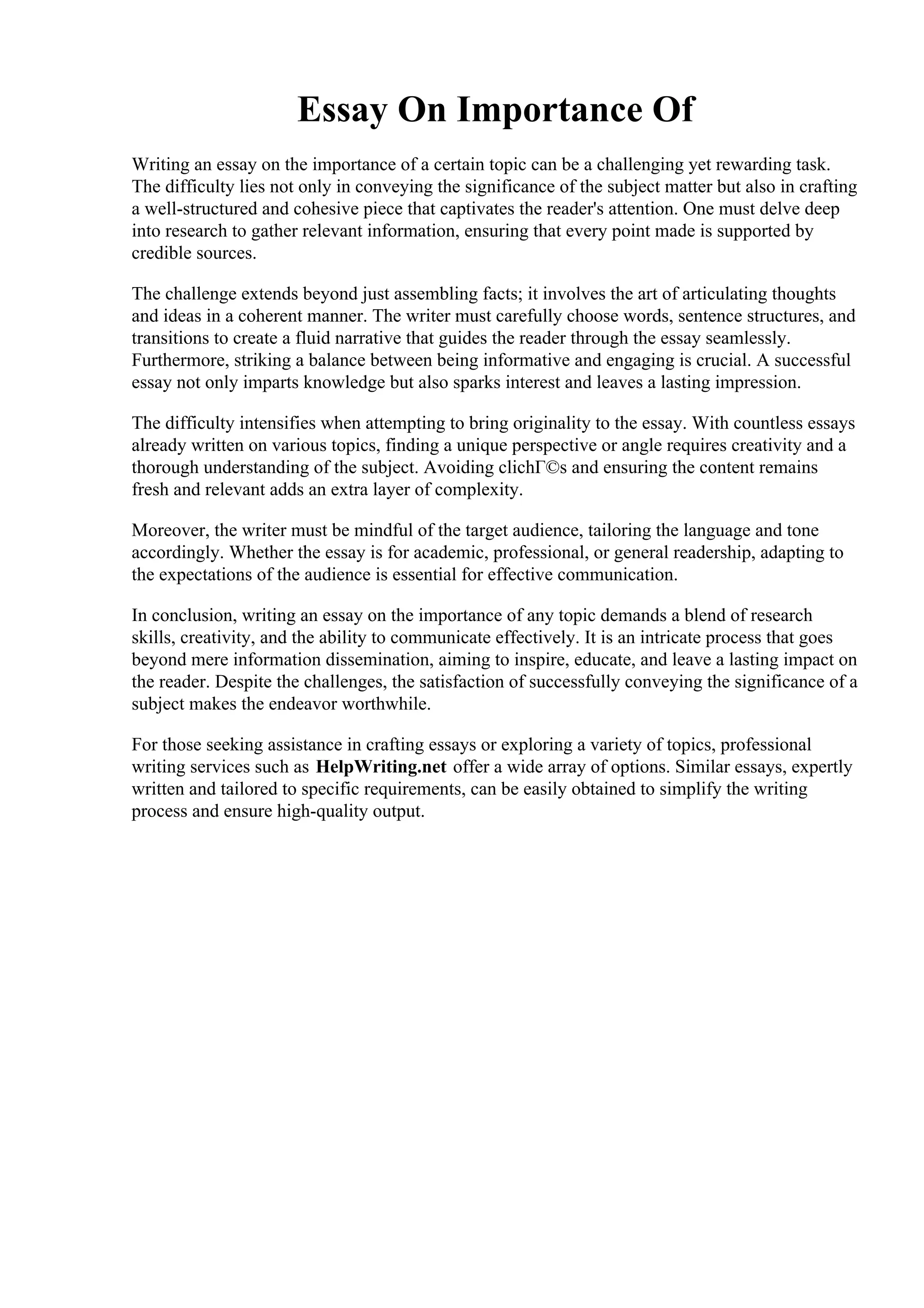 Essay On Importance Of. Why is it Important to Learn English? Free ...