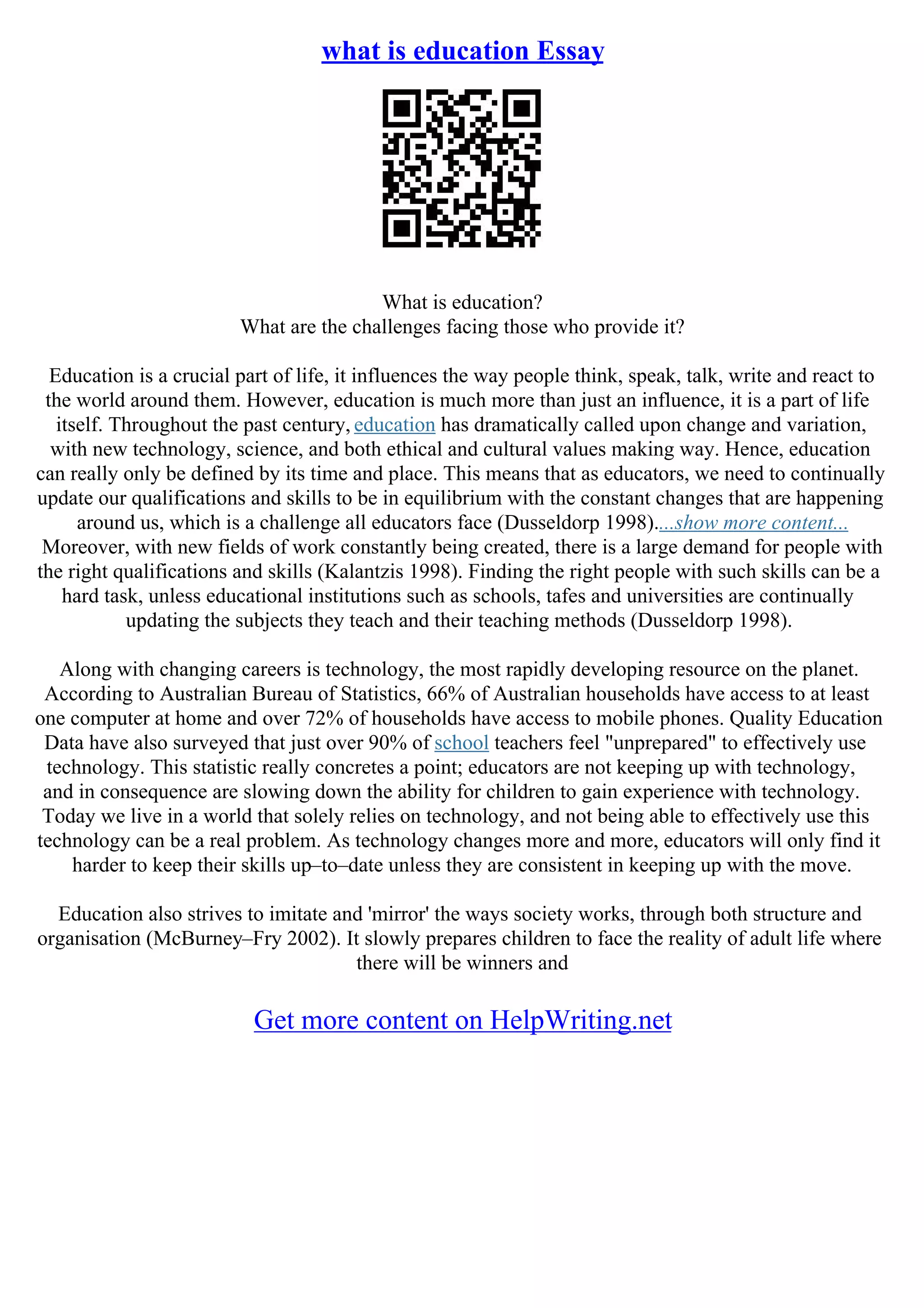 Essay On Importance Of Adult Education | PDF | Adult Education | Education