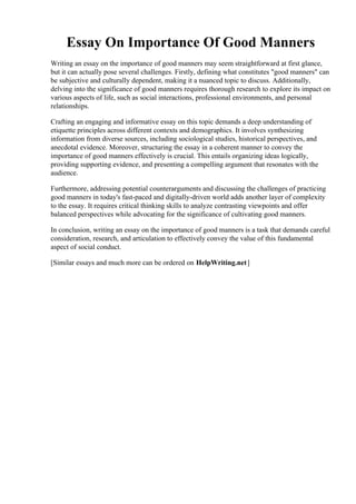 Essay On Importance Of Good Manners.pdf