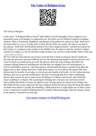 Essay On Importance Of Religion | PDF