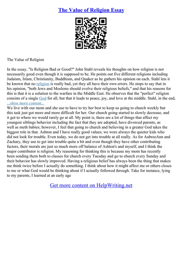 Essay On Importance Of Religion | PDF