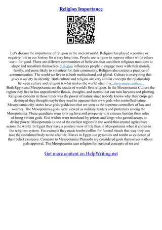 Essay On Importance Of Religion | PDF