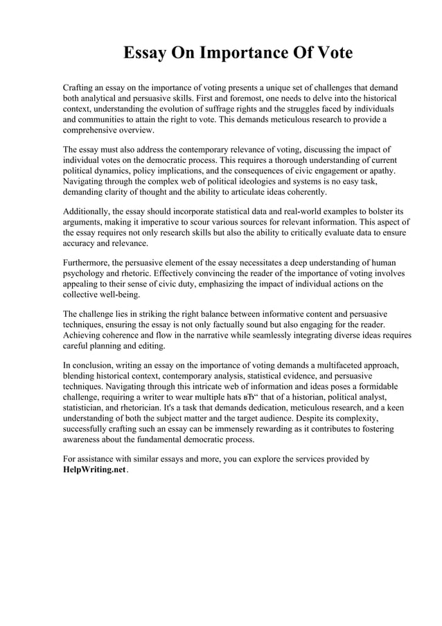 Essay On Importance Of Vote | PDF