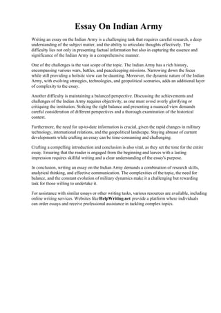 Essay On Indian Army. Short Essay On Indian Army With Written Speech ...