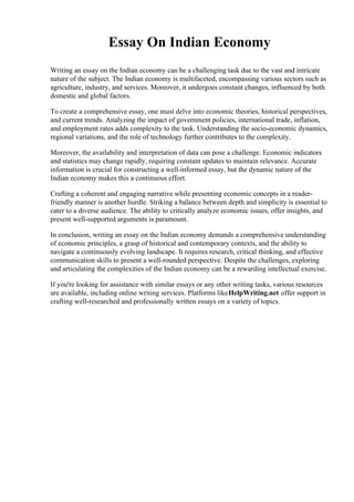 Essay On Indian Economy.pdf | Economy | Business and Finance