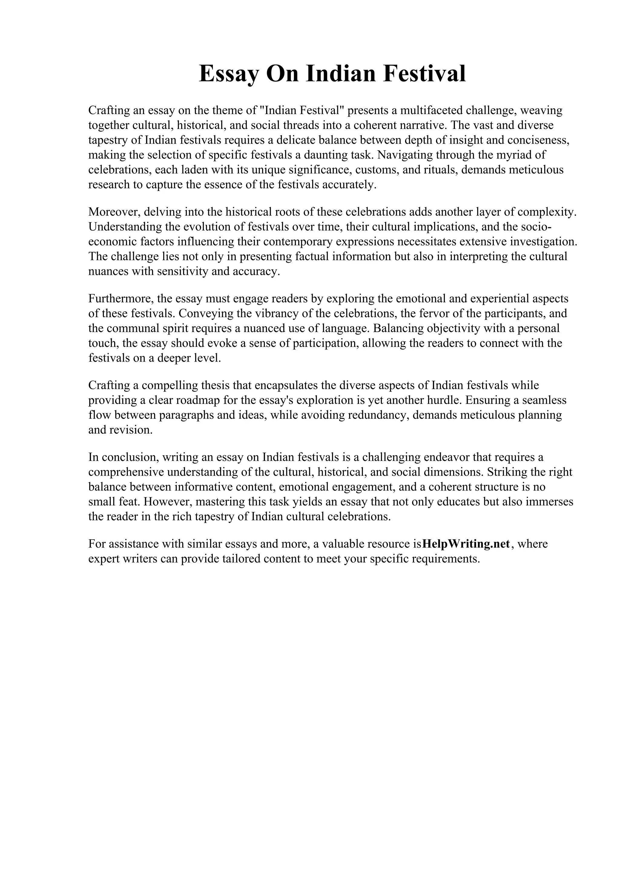 Essay On Indian Festival. Festivals of India Essay for Students ...