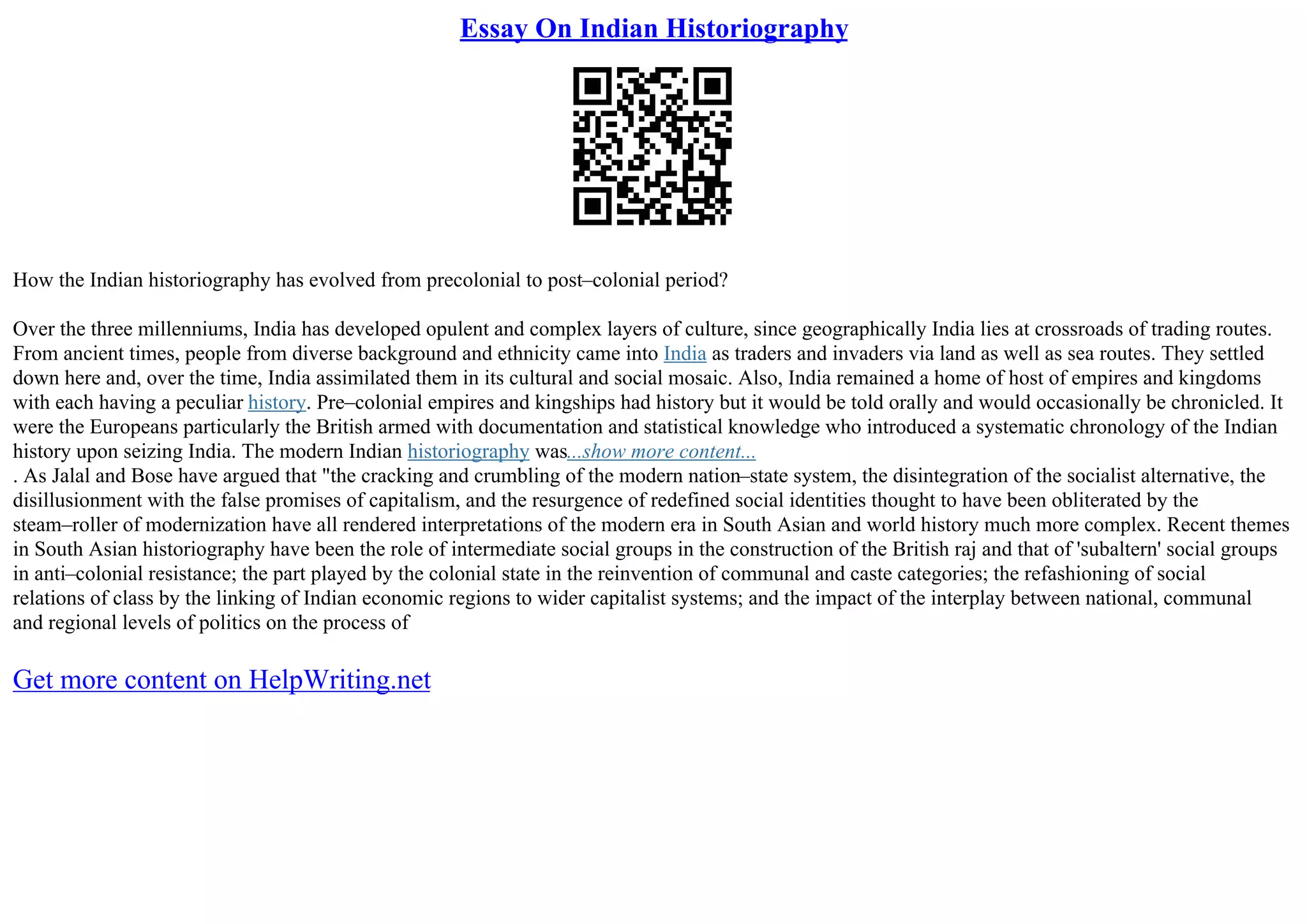Essay On Indian Historiography | PPT