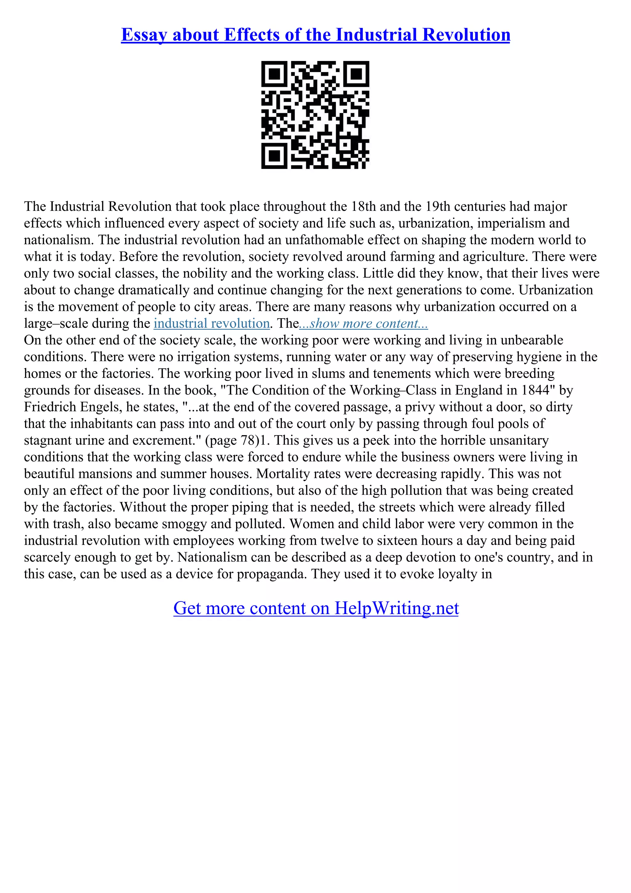 Essay On Industrial Revolution | PDF