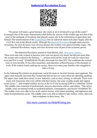 Essay On Industrial Revolution | PDF
