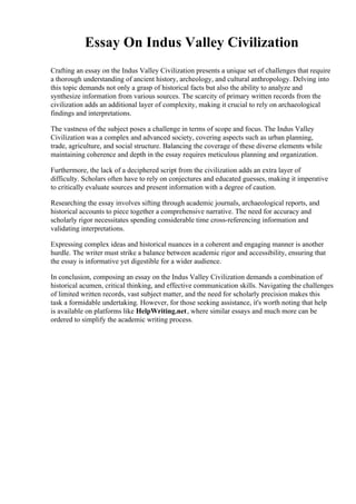 Essay On Indus Valley Civilization. Baptist Missionary Association ...