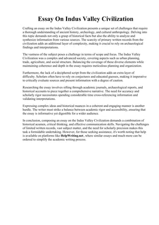 Essay On Indus Valley Civilization. Introduction to the Indus Valley ...