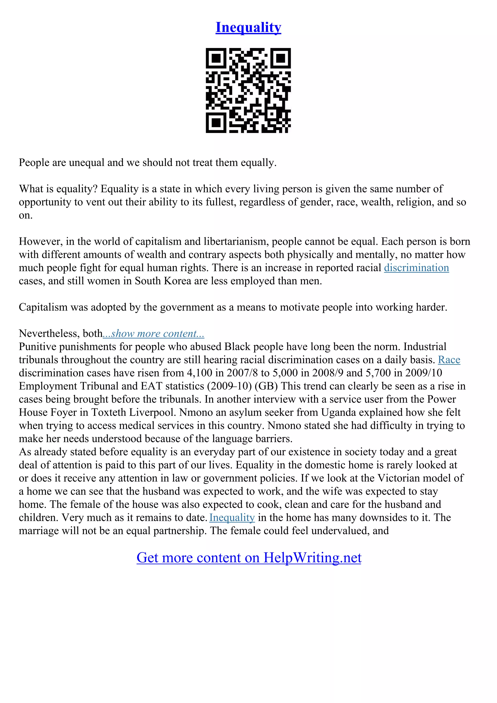 Essay On Inequality | PDF