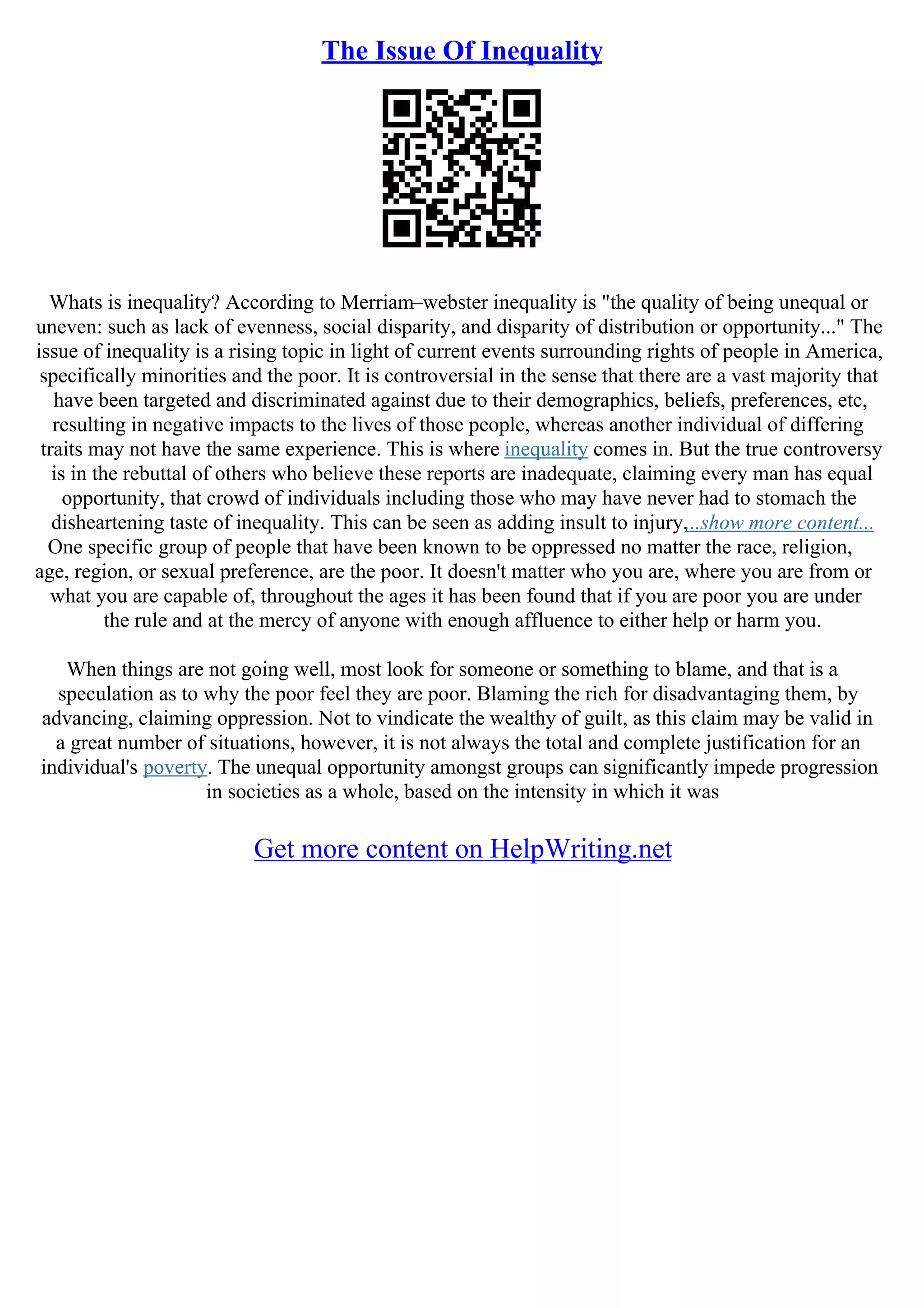 Essay On Inequality | PDF