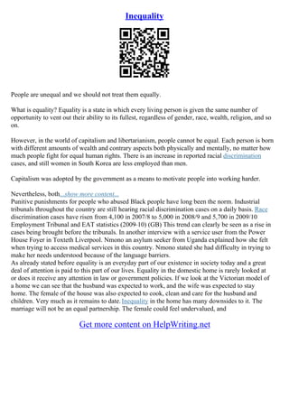 Essay On Inequality | PDF