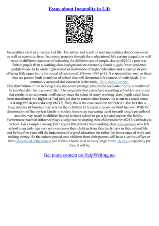 Essay On Inequality | PDF