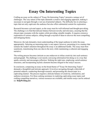 Essay On Interesting Topics | PDF