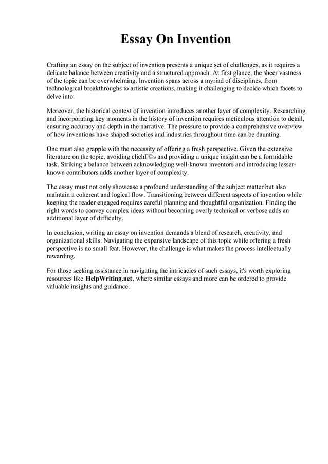 Essay On Invention | PDF
