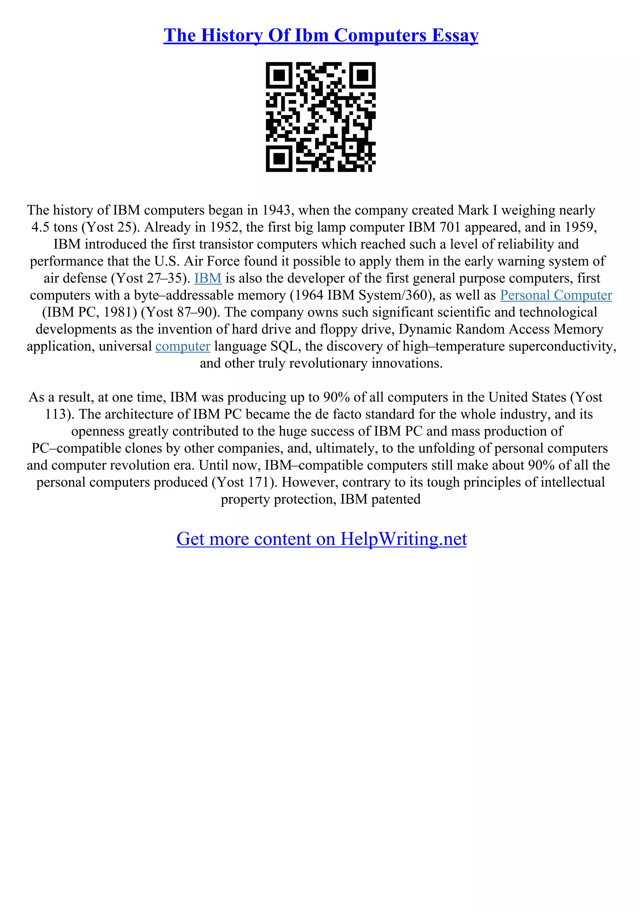 Essay On Invention Of Computer | PDF | Internet for Beginners | Internet