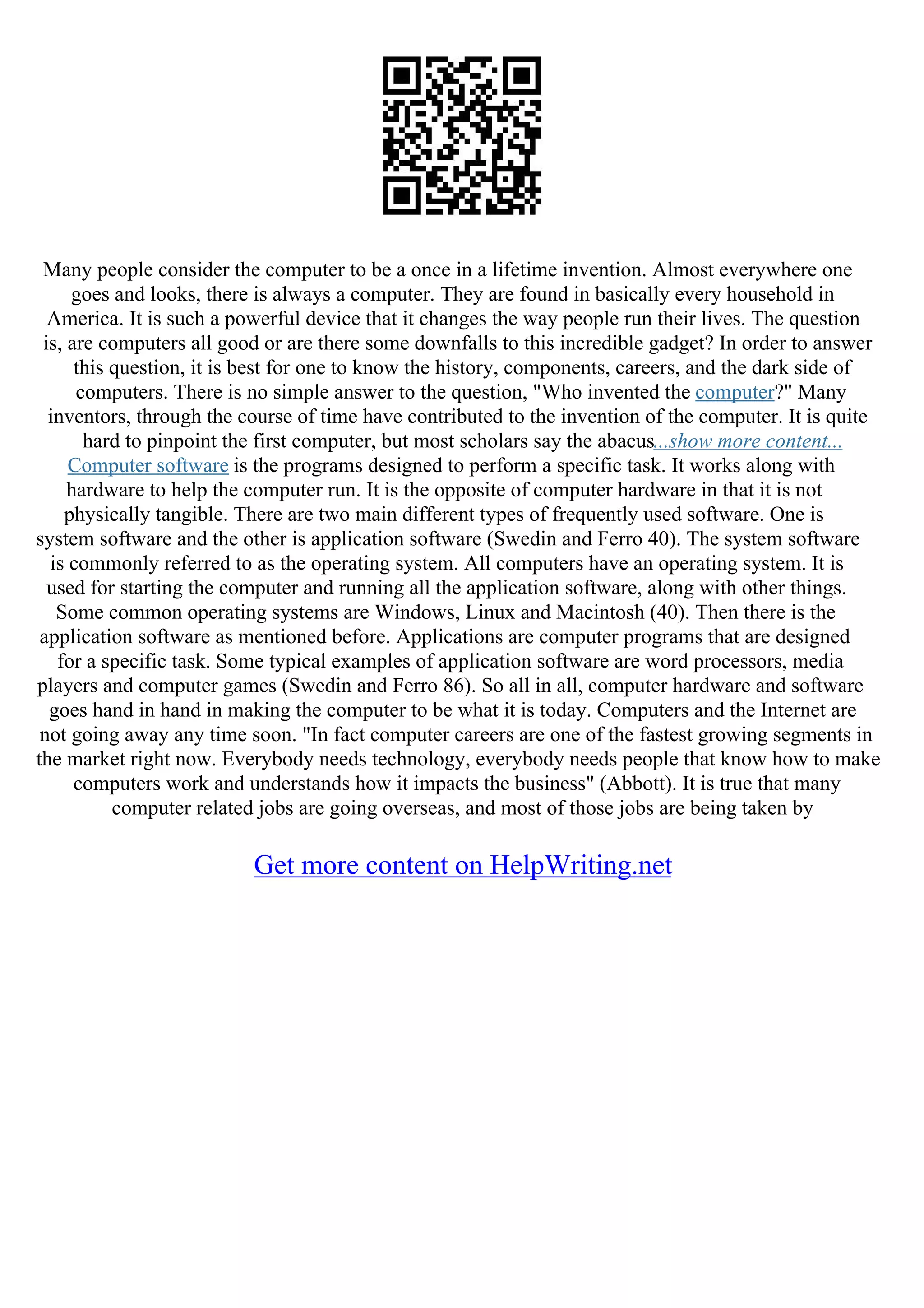 Essay On Invention Of Computer | PDF | Internet for Beginners | Internet