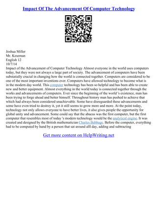 Essay On Invention Of Computer | PDF