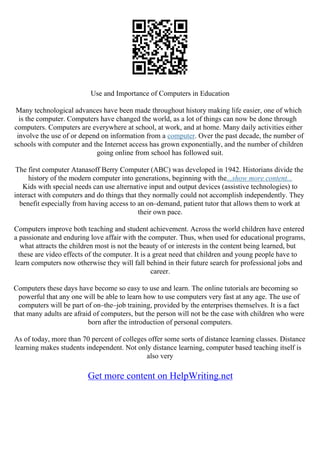 Essay On Invention Of Computer | PDF