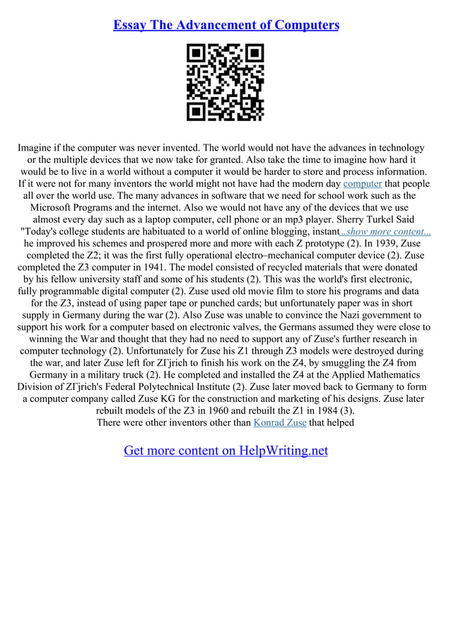 Essay On Invention Of Computer | PDF | Internet for Beginners | Internet