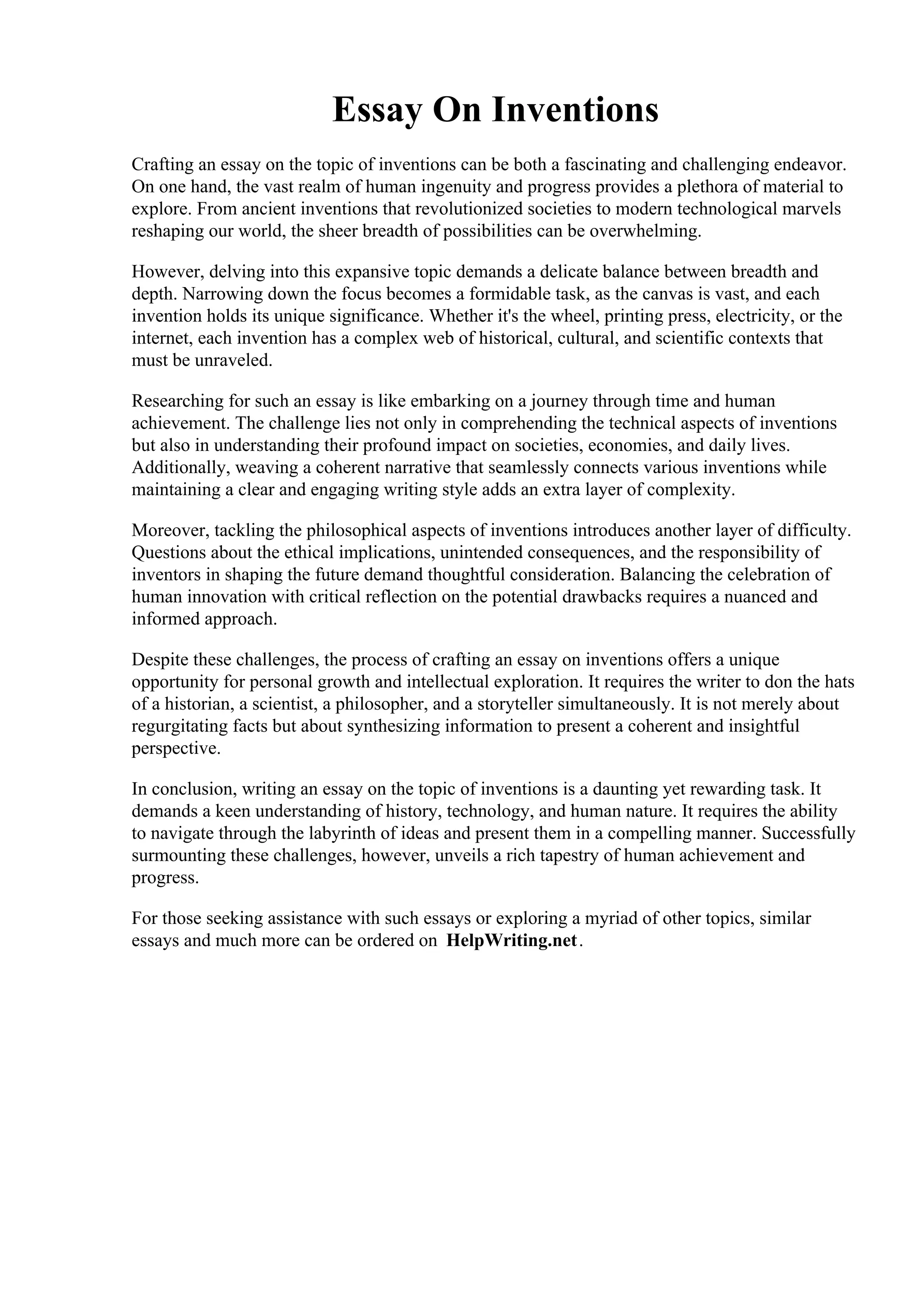 Essay On Inventions | PDF