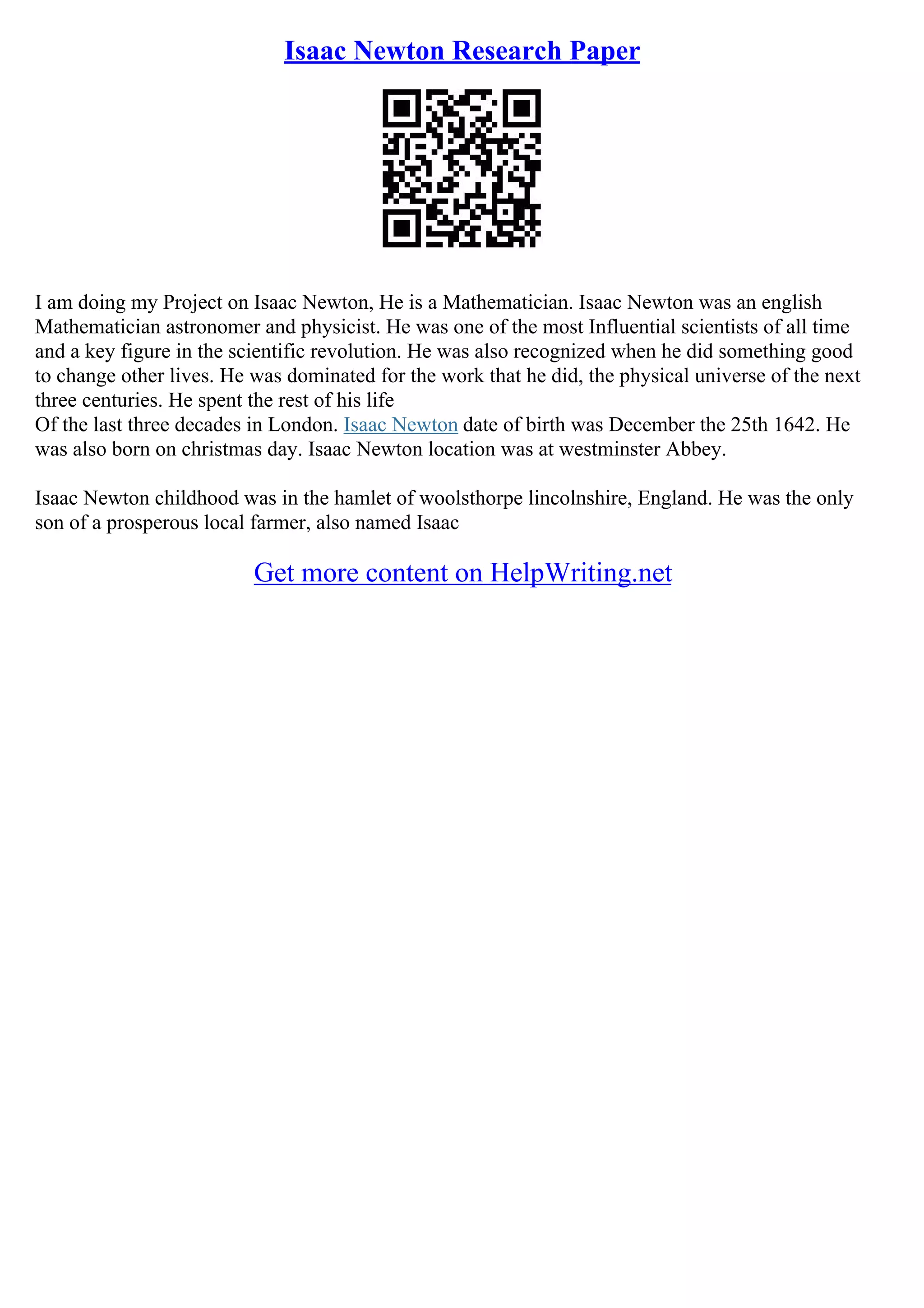 Essay On Isaac Newton | PDF
