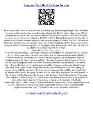 Essay On Isaac Newton | PDF