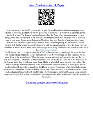 Essay On Isaac Newton | PDF