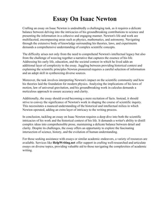 Essay On Isaac Newton. 10 lines Essay on Isaac Newton Isaac Newton ...