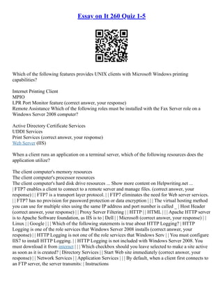 Essay On It 260 Quiz 1-5 | PDF